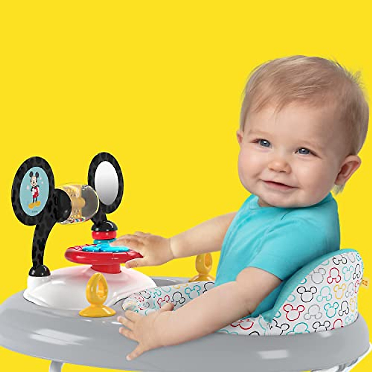 Bright Starts Disney Baby Mickey Mouse Original Bestie 2-in-1 Baby Activity Walker - Easy Fold Frame and Removable-Toy Station, 6 Months and up