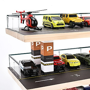 Saichotoy Hot Wheels & MatchBox Display Case, 1/64 Scale Diecast Toy Car Storage, Parking Garage Diorama - Freestanding Storage with 4 levels 24 spots maximum 40 cars