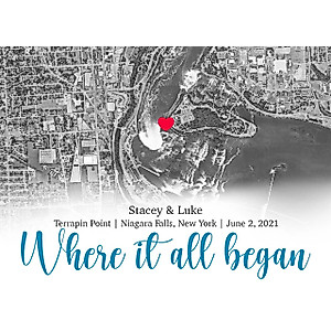 Where it all Began Map Sign - Unique Wedding Present 5th or 10th Anniversary Gift on Vibrant HD Aluminum or Wood Photo Panel (Framed Canvas, 24" x 36")
