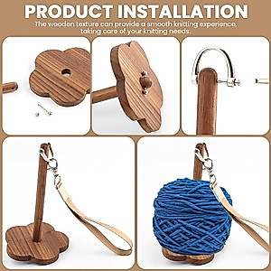 Yarn Holder, Portable Wrist Yarn Ball Minder Stand with Wristband and Crossbody Strap, Wooden Yarn Storage Organizer Yarn Spinner Knitting Supplies Prevent Yarn Tangling for Craft Lover
