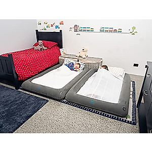 HUGBINO Portable Kids Air Mattress with Electric Pump - Inflatable Toddler Travel Bed with Sides, Perfect for Camping, Traveling, and Sleepovers - Includes removavle Blow up Mattress and Carry Bag