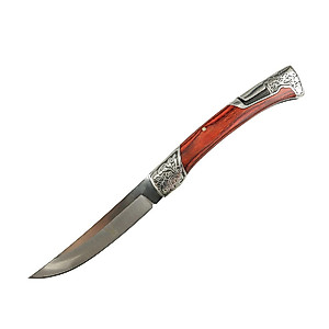 Theboneedge Red Rosewood Handle Engraved Design 9" Open Folding Pocket Knife 3cr13 Steel Outdoor Survival Hunting Knife for Camping by Survival Steel