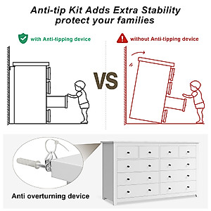 EnHomee White Dresser, Dresser for Bedroom with 10 Wood Drawers Dressers & Chests of Drawers with Smooth Metal Rail, Wide Storage Dressers Organizer for Hallway, Bedroom, 52.2W*15.8" D*35.8" H