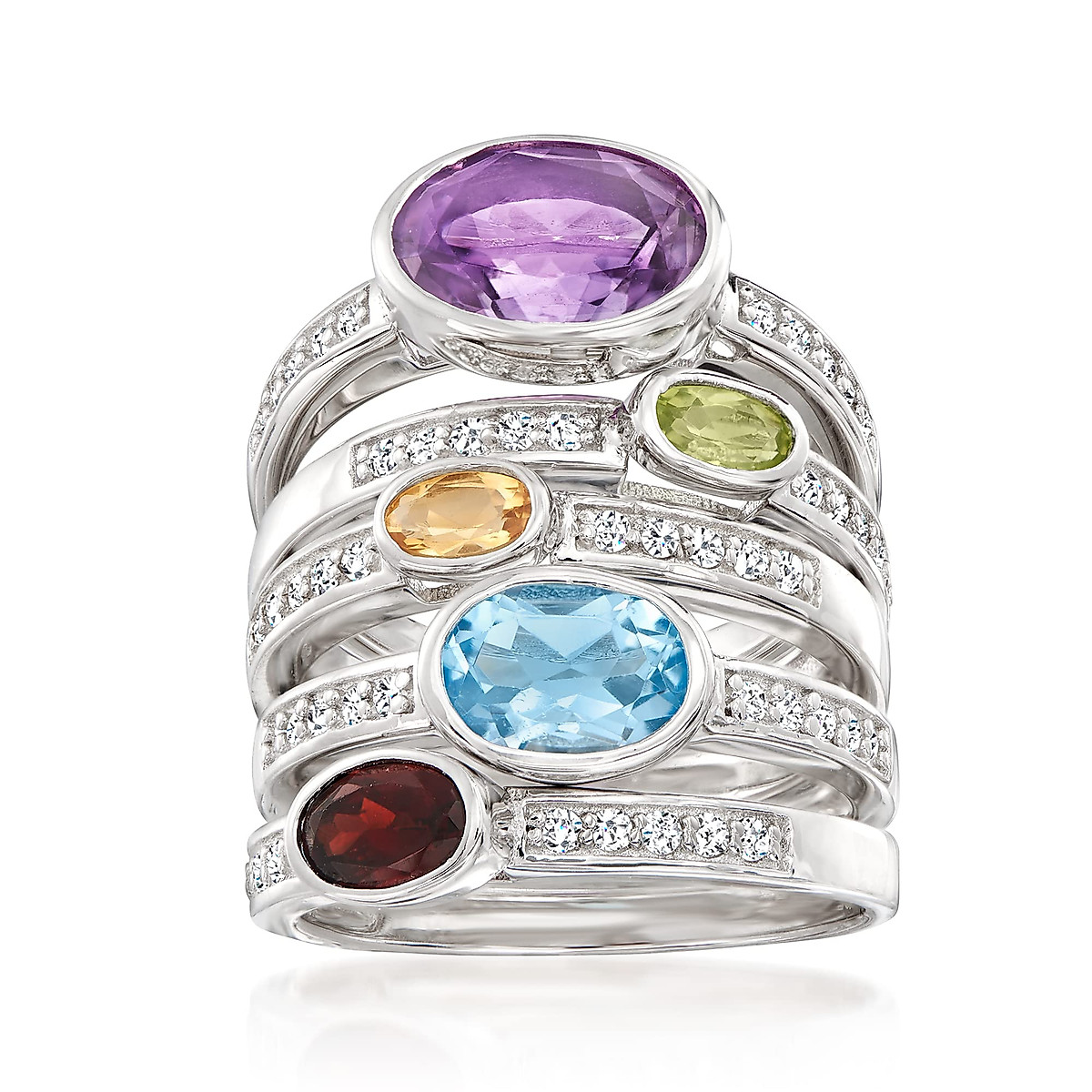 Ross-Simons 4.75 ct. t.w. Multi-Stone Jewelry Set: 5 Rings in Sterling Silver. Size 9