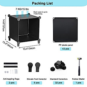 ANWBROAD Cube Storage Organizer 12-Cube DIY Closet Storage Cabinet Book Shelf Kids Organizers and Storage for Bedroom Closet Organizer Cubby Shelving Plastic Office Living Room Black ULCS012B