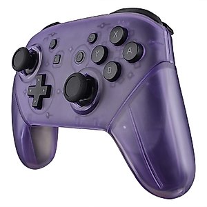 eXtremeRate Clear Atomic Purple Octagonal Gated Sticks Faceplate Backplate Handles, DIY Replacement Grip Housing Shell Cover for Nintendo Switch Pro Controller- Controller NOT Included
