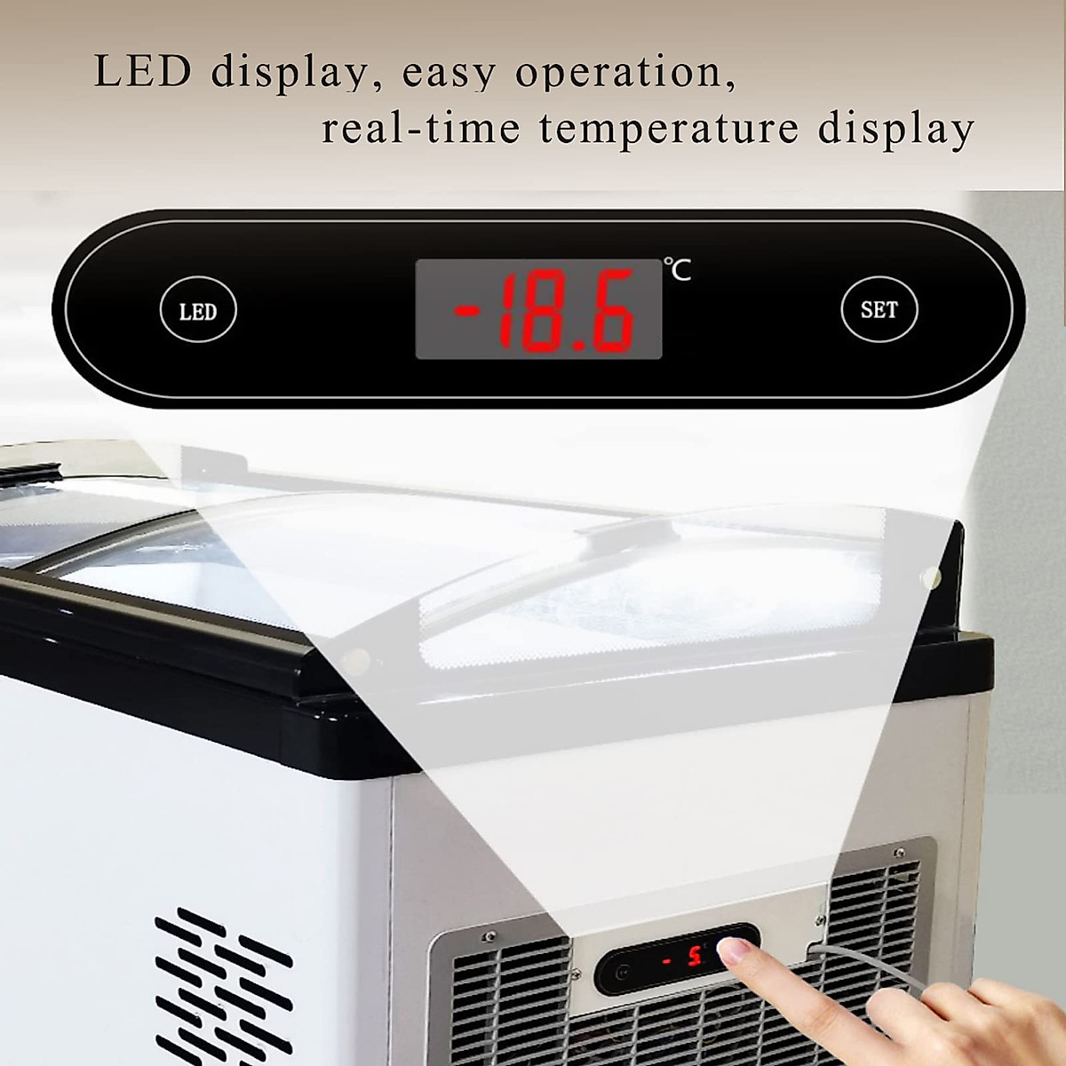 Vaseni Commercial Ice Cream Freezer Display Case, Glass Top Ice cream Showcase Countertop Gelato Display with 6 Square Storage Baskets, 6.35 cu.ft Capacity