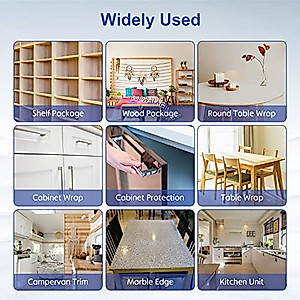 FAKILO U-Shape Edge Banding, 16.4ft TPE Self Adhesive Veneer Edging Trim Flexible Edge Protector, Furniture Edge Strip for Countertop Table Cabinets Shelves Restoration (7/20'' (9mm),Black)