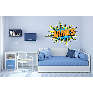 CuteDecals Custom Comic Name Wall Decal - Personalized Comic Name Wall Art Decal - Superheroes Nursery Wall Decor - Wall Decal for Nursery Bedroom Decoration (Small Wide 16''x15'' Height)