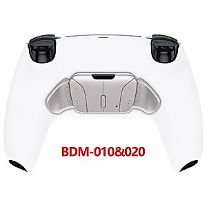 eXtremeRate White Programmable Real Metal Buttons (RMB) Version RISE4 Remap Kit for PS5 Controller BDM 010 & BDM 020, Upgrade Board & Redesigned Back Shell & 4 Back Buttons for PS5 Controller