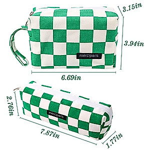 2Pcs Pencil Case Aesthetic Pen Pencil Pouch Cute Pencil Bag Large Pen Case Portable Pen Bag Big Capacity Pouch Organizer School Supplies for Teen Girls Boys Adults Small Makeup Bag (Green)