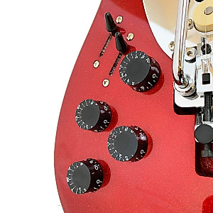 Sawtooth 6 String ES Hybrid Electric Guitar Designed by Michael Angelo Batio w Gig Bag and Accessories, Left-Handed Blood Red Sparkle (ST LH FL-BRS-KIT)