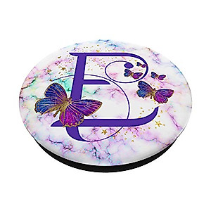 Purple Butterfly Custom Personalized Letter E Monogram PopSockets Swappable PopGrip