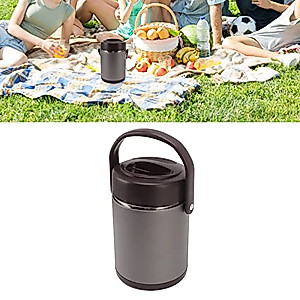 Zerodis Insulated Food Container, 304 Stainless Steel Insulation Vacuum Food Jar High Density Design Vacuum Food Jar 2l Dark Gray Durable Insulated Food Container