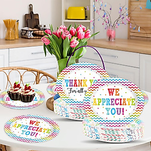 50 PCS Thank You Party Decoration We Appreciate You Oval Paper Plates 11inch Large Volunteer Teacher Appreciation Platters, Be Thankful to Teacher Doctor Staff Dish Tray for Graduate Party Tableware