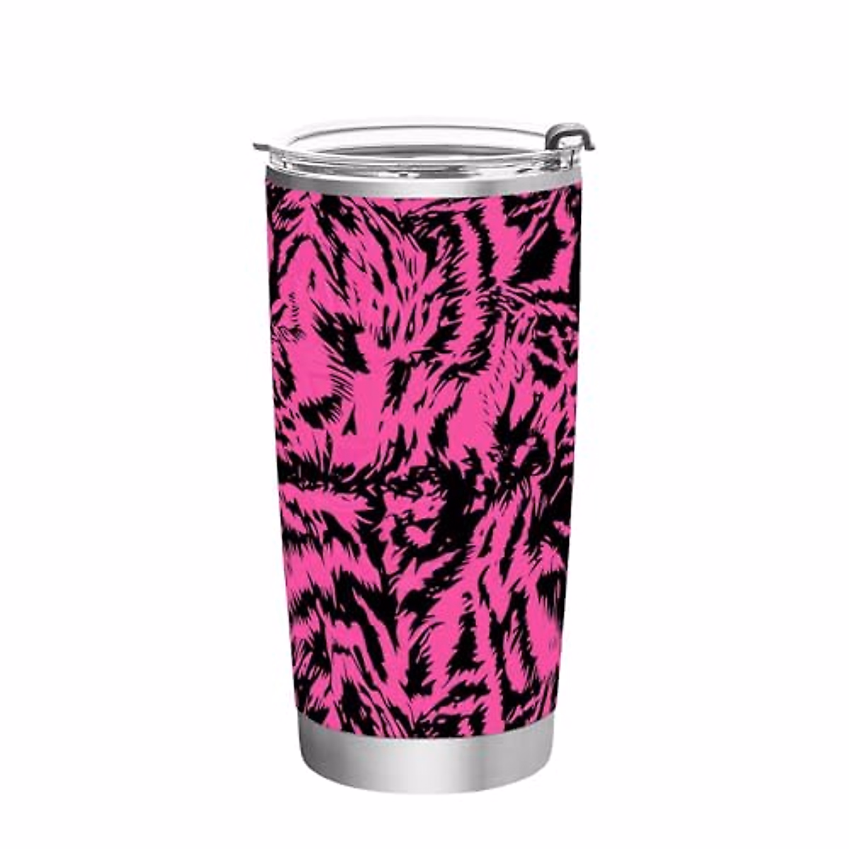 Black and Pink Print Stainless Steel cup for men with Straw Lid travel mug with lid for café safe insulated tumbler 20 OZ