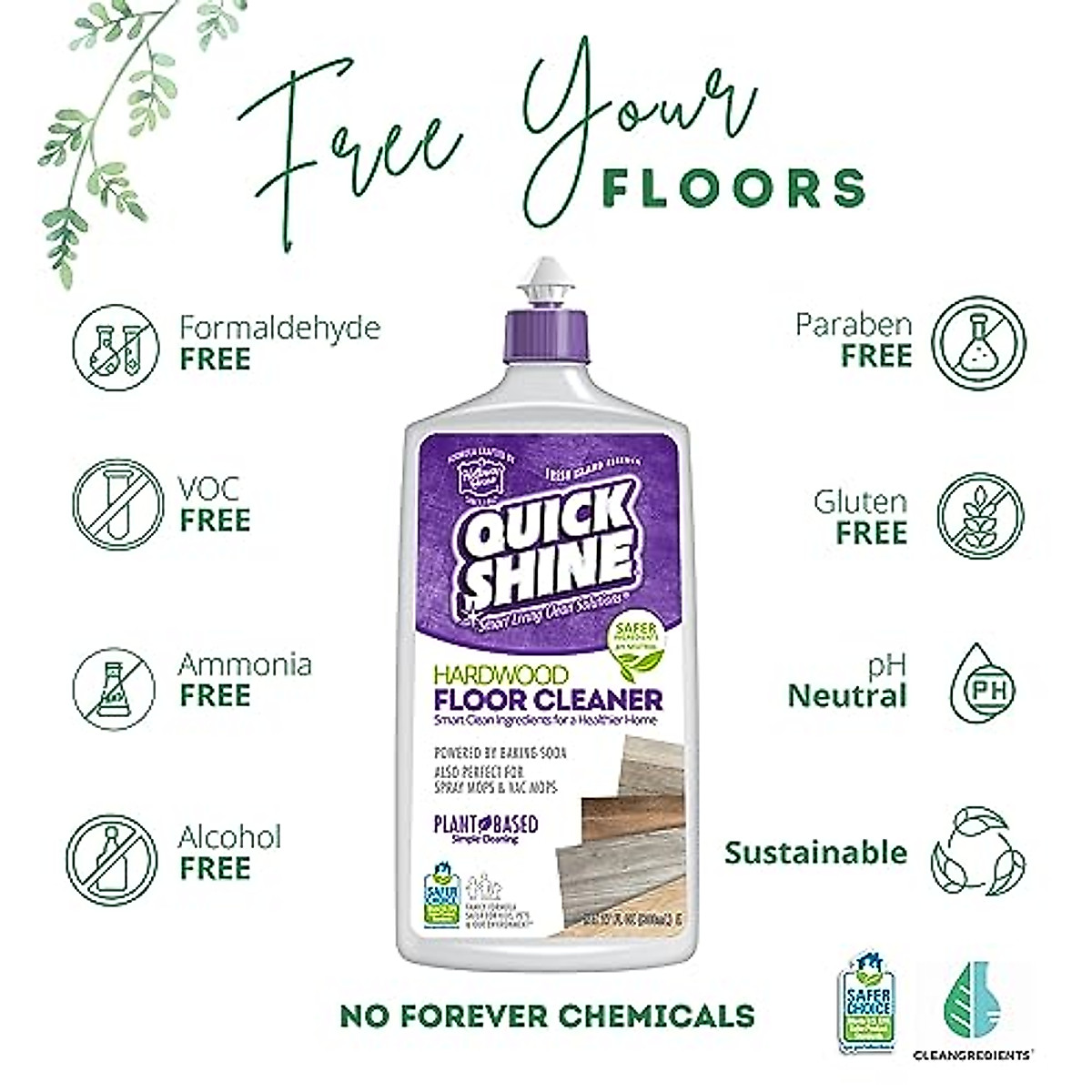 Quick Shine Hardwood Floor Cleaner & Wood Floor Polish w/Plant-Derived Carnauba 2-27oz Bottles, Removes Scratches, Safer Choice, A Clean That Can Be Seen