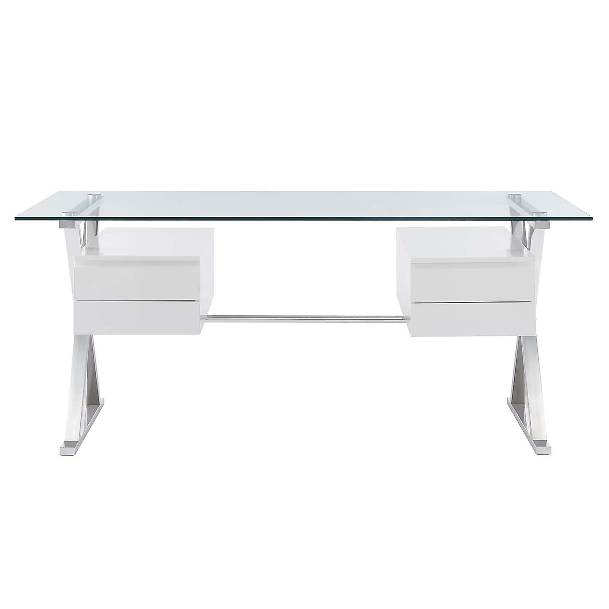Modway EEI-6226-WHI Sector 71" Glass Top Glass Office Desk, White
