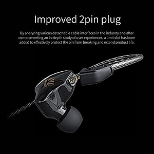 YINYOO KBEAR KS1 Monitor Earphones Wired Earphones Bass Earbuds Noise Cancelling in Ear Ear Buds Headphones with Mic,Ear Hooks,Detachable Cable for Phone Computer,Musician,Stage,Drummer(with mic)
