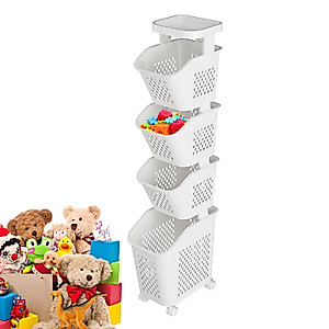 Laundry Hamper - Laundry Basket | Dirty Clothes Hamper | Freestanding Clothes Cart | Multi-Layer Basket Dirty Clothes Hamper | 3/4 Tier Rolling Laundry Cart with Wheels | 360° Rolling Laundry Basket |