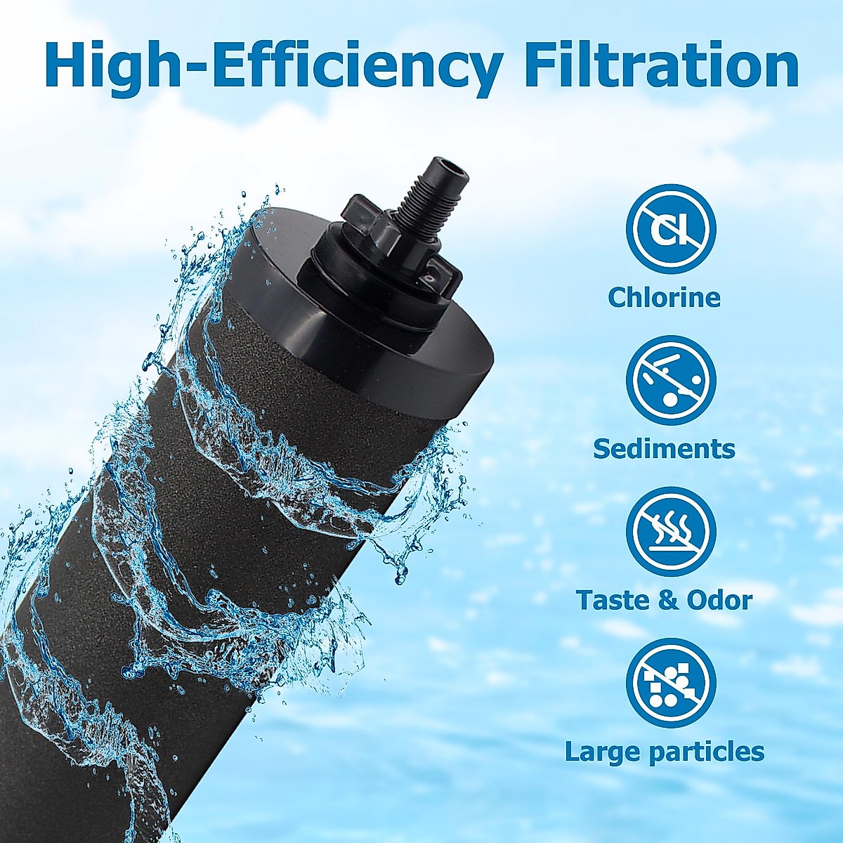 Larayci Water Filter Replacement for Berkey® BB9-2 Black Activated Carbon Filters, Compatible with Berkey® Gravity Water Filter System, Pack of 4