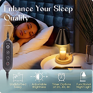 Aimoptg Candle Warmer Lamp with Retro Wooden Base - Home Decor Wax Melt for Small and Large Jar Candles, Candle Heater Lamp with 2 Bulbs, Dimmer and Timer Function