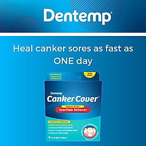 Dentemp Canker Sore Medicine 2pk Canker Cover - Oral Pain Reliever (12 Count) - Treatment to Relieve Canker Pain, Mouth Sores & Mouth Irritation - Fast Acting Canker Sore Relief Tablets for Adults