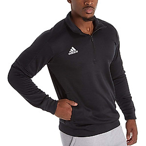 adidas Athletics Team Issue 1/4 Zip Long Sleeve, Black Melange/White, Small