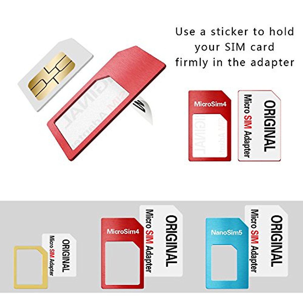 Helect SIM Card Adapter, 5-in-1 Nano & Micro SIM Card Adapter Kit Converter with Polish Chip and Eject Needle - H1050