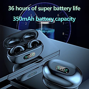 SZYCD Open Ear Wireless TWS Earbuds,Clip-On Earphones Bluetooth Headphone Sweatproof Waterproof for Sports Cycling Driving,Running and Work (Black)