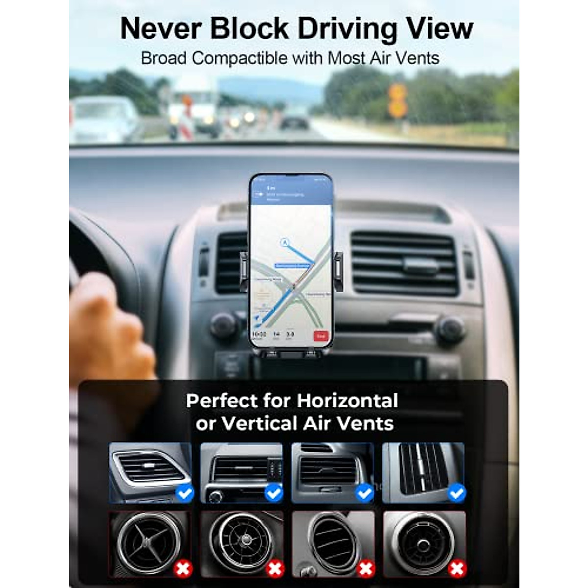 JOYROOM Universal Car Vent Clip for Car Phone Mount, Wireless Car Charger, Magnetic Phone Holder, Anti-Shaking Vent Grip Fit for Car Phone Holders with 17mm Joint Ball Mount Clip [Diameter 0.67 inch ]