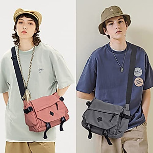 ETidy Large Nylon Crossbody Bag For Women Men Waterproof Lightweight Casual Shoulder Bookbag（Amy Green）