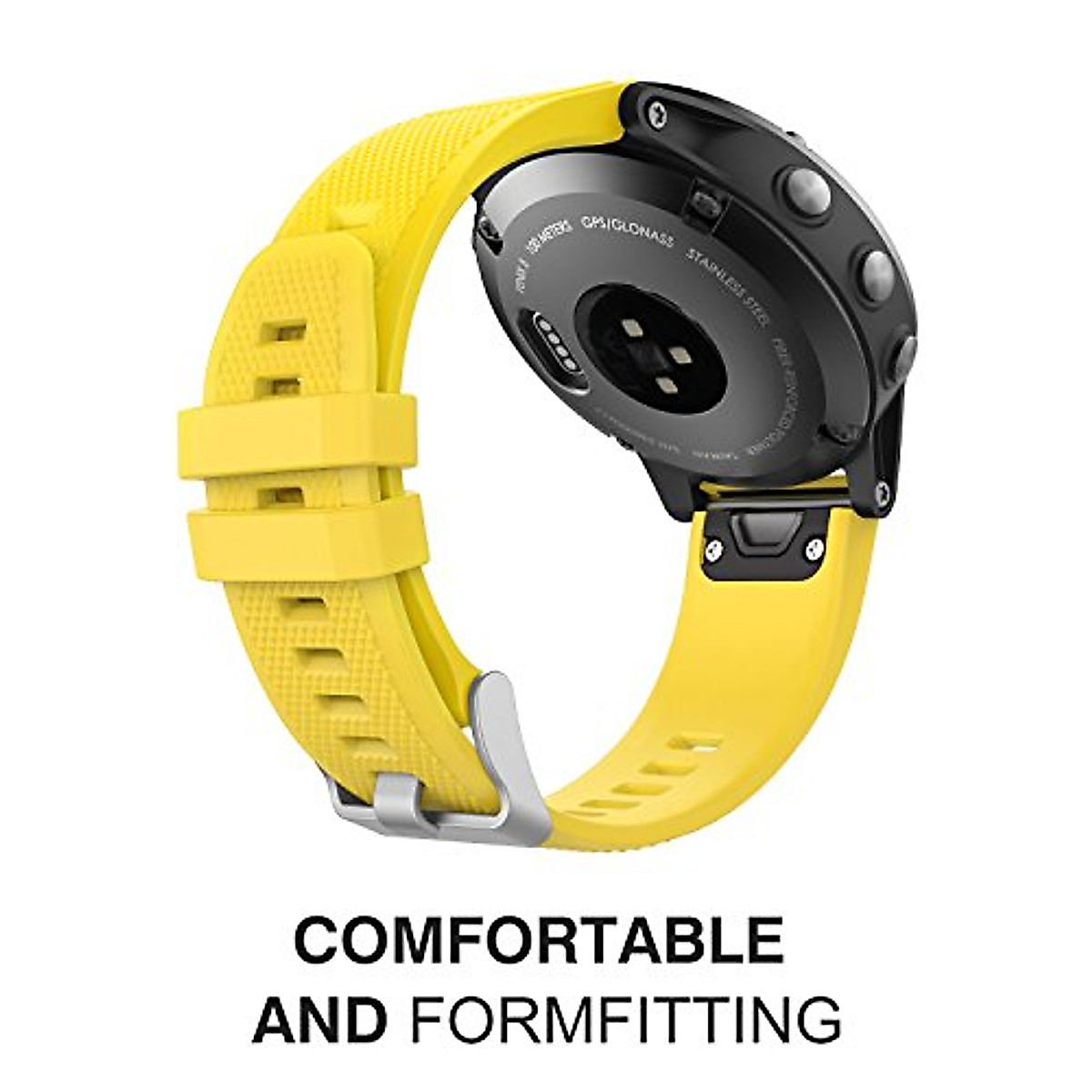 MoKo 22mm Band Compatible with Garmin Fenix 7/Fenix 6/6 Pro/Fenix 5/5 Plus/Forerunner 965/955/945/935/Aproach S60/S62/Quatix 6 /MARQ Smart Watch, Soft Silicone Replacement Strap, Yellow
