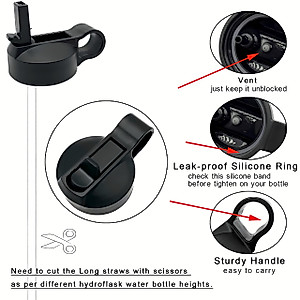 Ouharty Wide Mouth Straw Lids for HydroFlask 12 16 18 20 32 40 64 oz Wide Mouth Sport Water Bottle