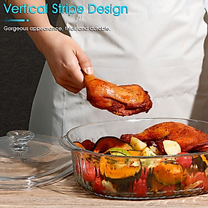 NUTRIUPS 4-pieces Oval Glass Casserole Dish with Lid, Set of 2（1.9 QT+3 QT) Borosilicate Glass, Oval Casserole Dish for Oven