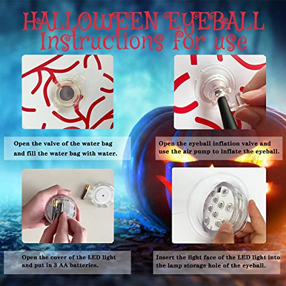 Halloween Decorations 24 inch Halloween Inflatable Ghost Eyeball with Built-in Battery Powered RGB LED Light Suitable for Indoor Outdoor Yard Party Halloween Decor with Remote Controller