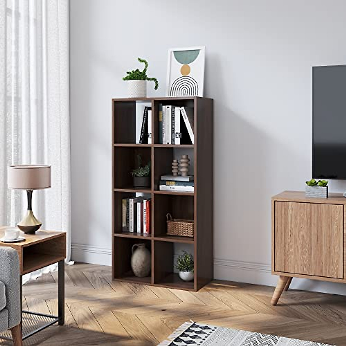 WAHEY Bookcase, 8 Cube Open Storage Organizer Display Bookshelf, HOFB008