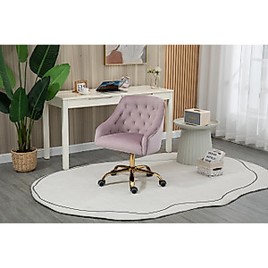 ZOBIDO Comfy Home Office Task Chair with Wheels, Cute Modern Upholstered Velvet Seashell Back Adjustable Swivel Vanity Desk Chair, for Women, for Girls, Living Room, Bedroom(Lilac Purple)