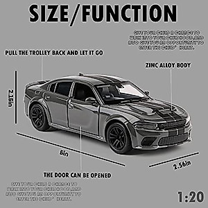 COOLPUR 1/36 Scale Doodge Hel1 Car Model Diecast Toy Vehicle Zinc Alloy Metal Pull Back Powered Vehicles Mode for Kids,Adult,Boyfriend Gift(Gray)