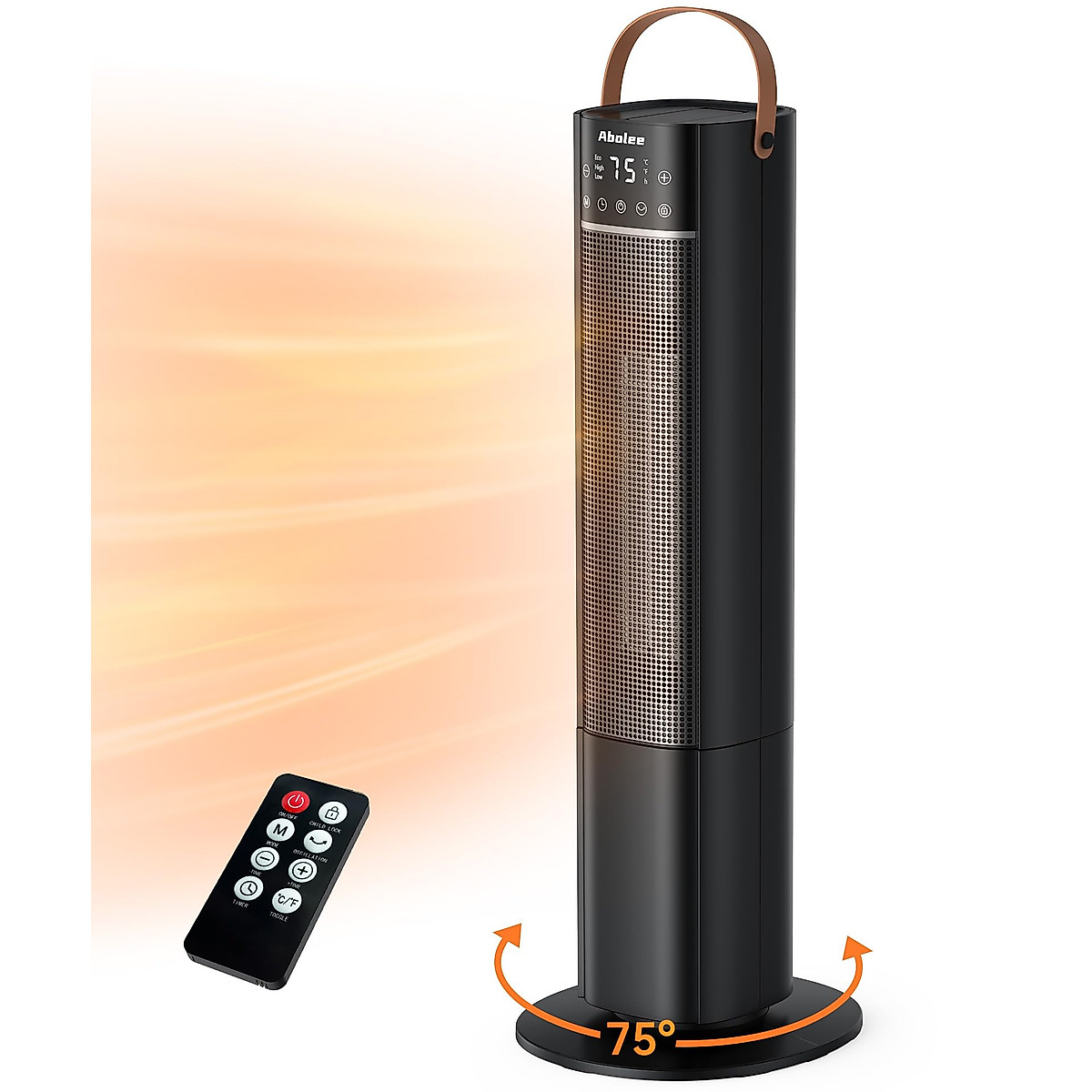 Space Heaters Indoor Use, 26" 12ft/s Electric Heater with Remote, 1500W Electric Heaters with 75°Oscillation, 1-12H Timer, PTC Electric Heater for Large Room, Bedroom Home Office, 2024 Upgraded