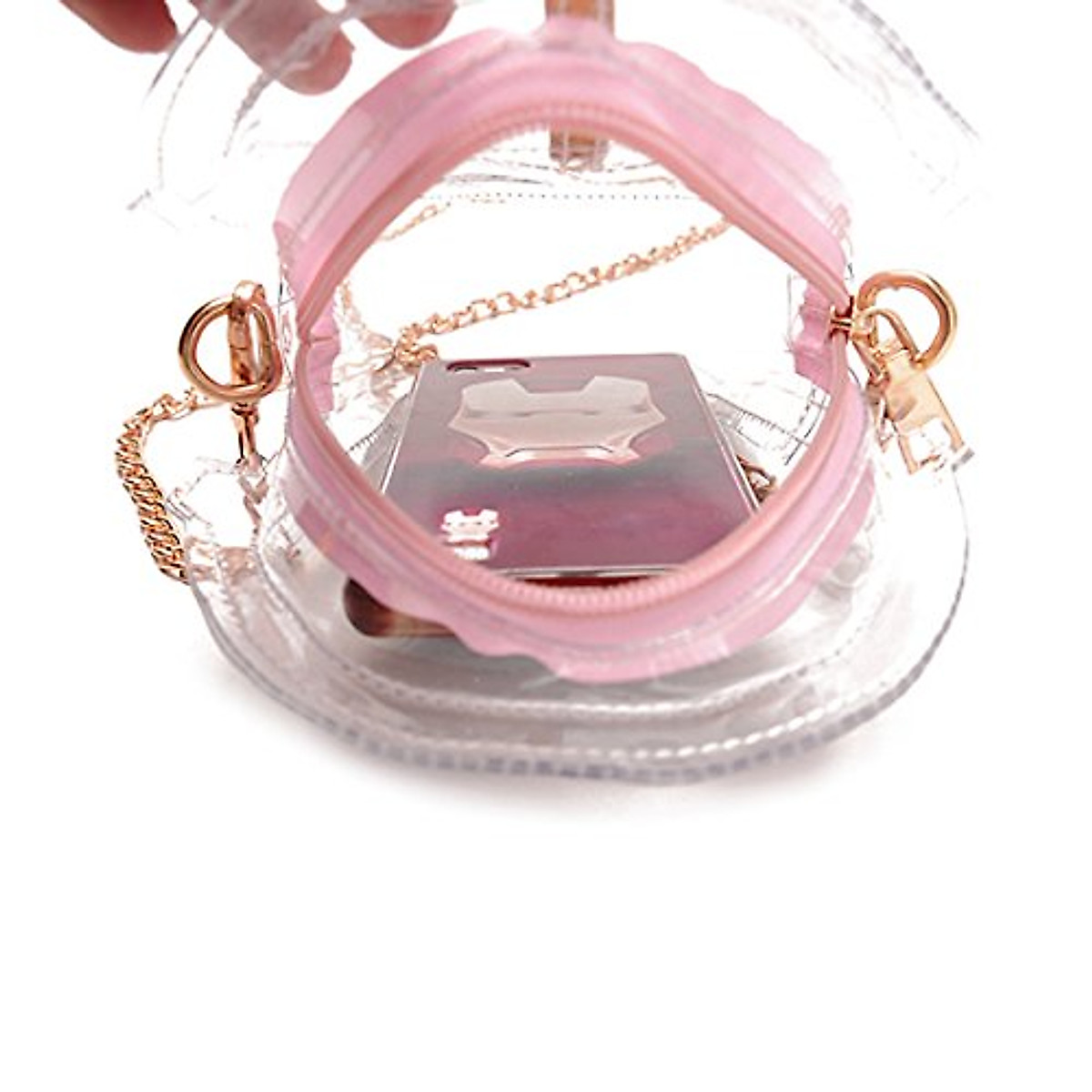 SUKUTU Women's Girls Boba Tea Summer Beach Clear Transparent Cross Body Shoulder Purses