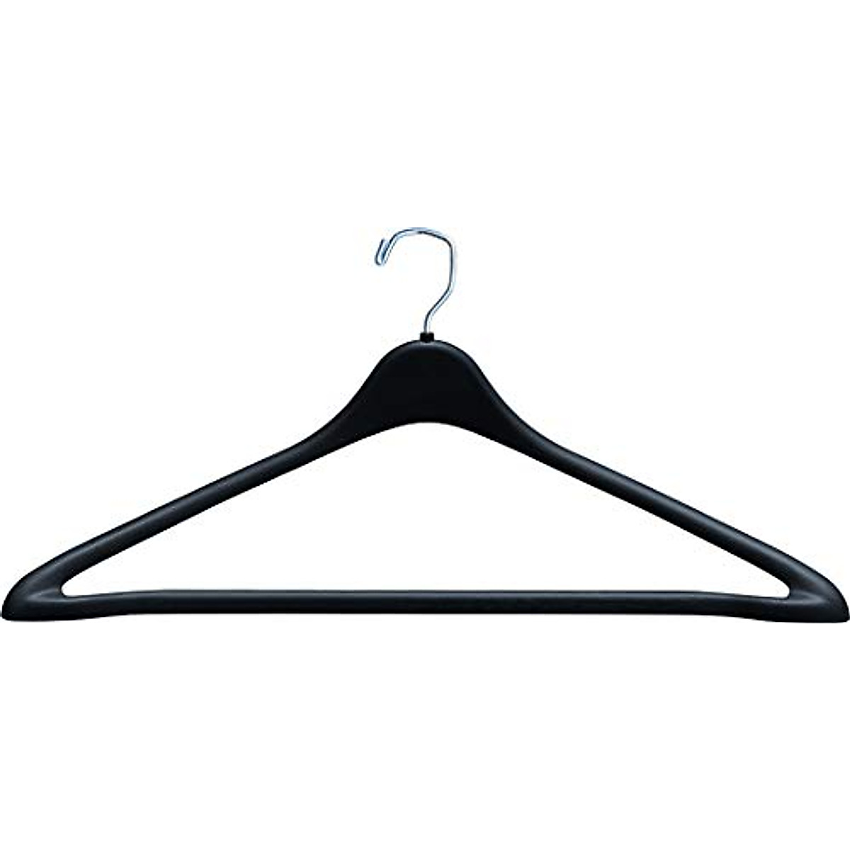 Heavy Duty Black Plastic Suit Hanger with Fixed Bar, (Box of 100) Sturdy 1/2 Inch Thick Coat Hangers with Square Topped Chrome Swivel Hook by The Great American Hanger Company