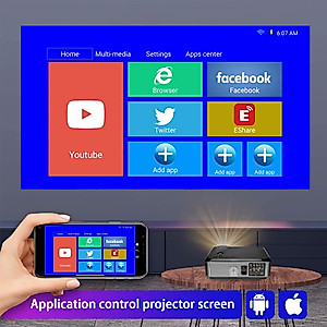 5000 Lumens Projector,1080p Native Projector with WiFi and Bluetooth, Home Theater Projector with HDMI USB VGA AV, Projection Size 50"-200", Compatible with Smartphone Tablets Game Consoles TV Stick