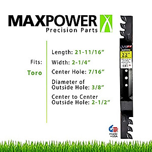 MaxPower 331376XB Commercial Mulching Mower Blade Replaces OEM no. 108-9764-03,131-4547-03, black