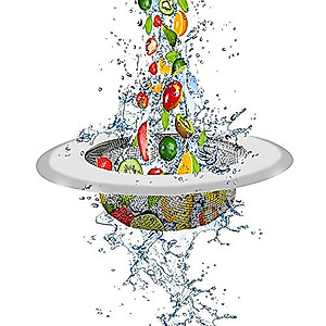 Sink Tub Strainer Screen Stainless Steel Fits 3"- 3 1/2" Drains - Kitchen Tools