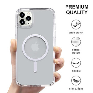 Gyizho Strong Magnetic Clear for iPhone 11 Pro Max Case [Compatible with MagSafe] [Military Grade Drop Tested] Shockproof Protective Slim Thin Phone Cover 6.5 Inch Clear
