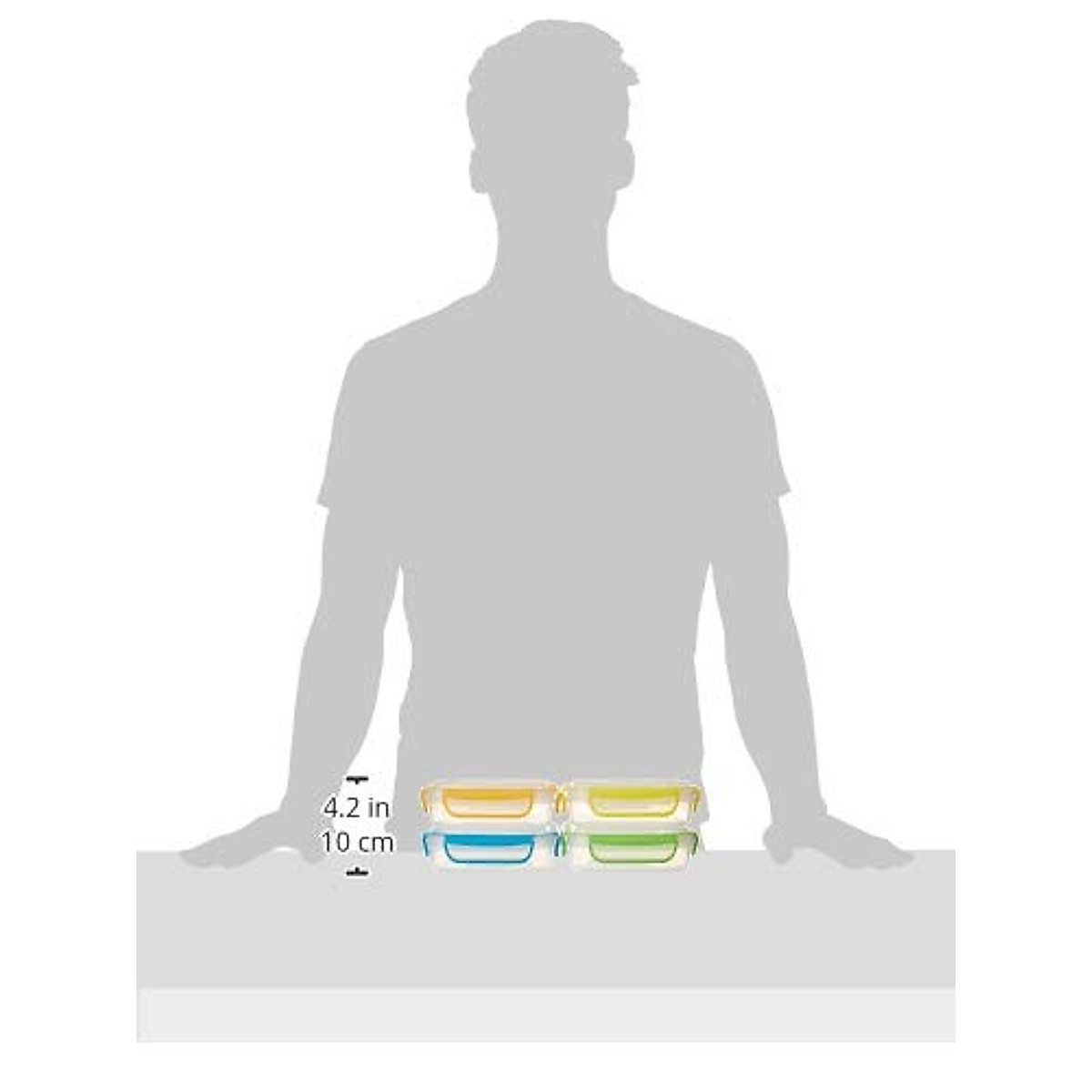 Snap Fresh - 4 Pack of Sandwich Containers (450 ml) - Reusable, BPA Free Plastic, Snap & Lock Shut Lids and Silicone Seal. Great for Fruit, Salad, Lunch Box Snacks and Food Storage; Kids and Adults