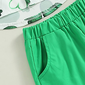 Youweixiong Toddler Baby Boy St. Patrick's Day Outfits Clover Short Sleeve Button Down Shirt Top Solid Shorts Set Summer Clothes 2Pcs (White, 4-5 Years)