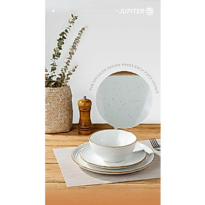 Famiware Jupiter Dinnerware Set, Plates and Bowls Sets for 4, Microwave and Dishwasher Safe, Scratch Resistant, 12 Pieces Dishes Set, White