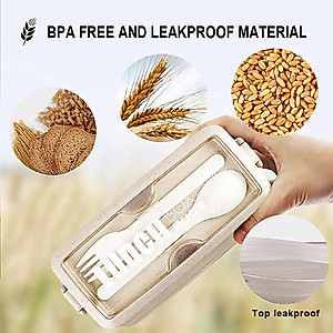 Stackable Bento Box with Lunch Bag, 3 Compartment Japanese Lunch Containers, Wheat Straw, All-in-1 Bento Lunch Box Kit for Adult Meal Prep Lunch Snack by Iteryn